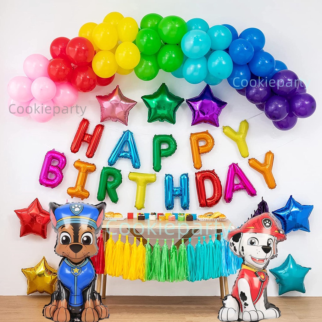 Paw Patrol Theme Balloons Birthday Party Decorations Colorful Rainbow Garland Arch Kit Tassel ...
