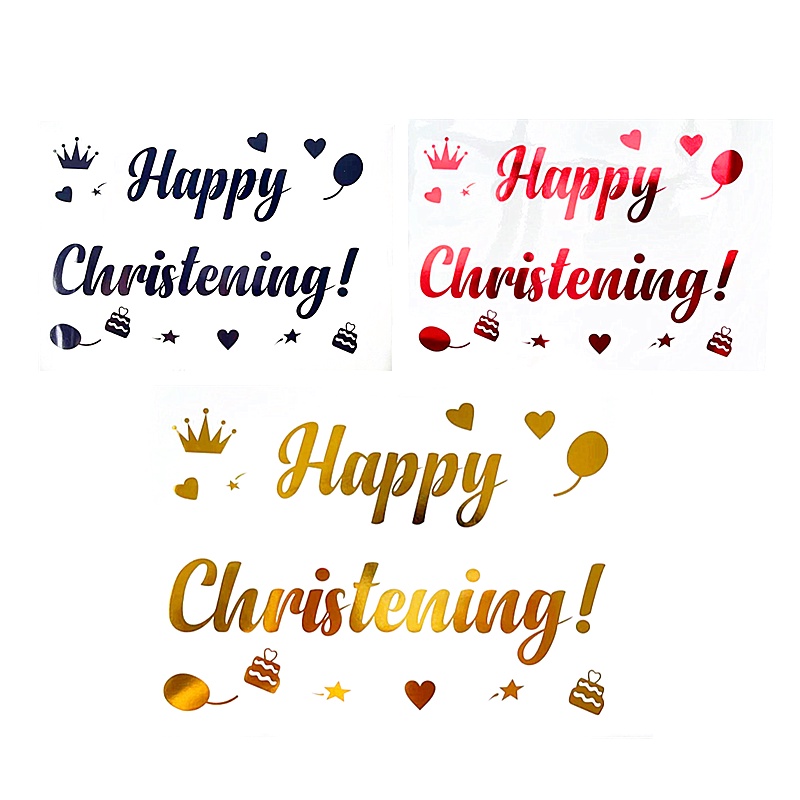 Happy Christening BoBo Balloon Sticker Baby Christening Stickers ...