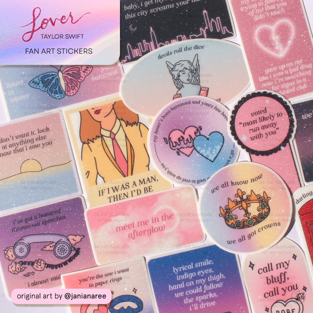 Lover by Taylor Swift Glitter Vinyl Stickers (Tags: aesthetic original ...