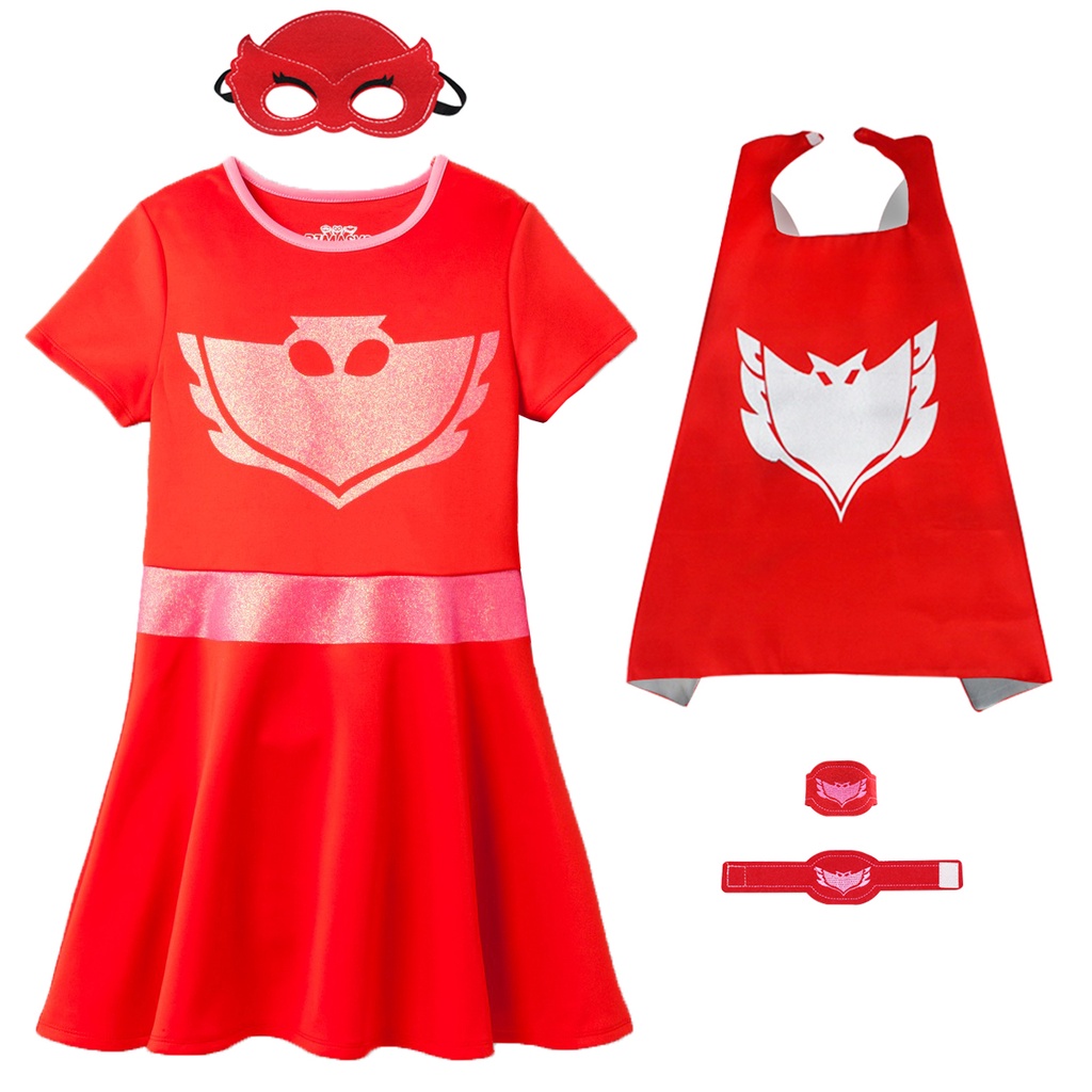 Superhero PJ Masks Owlette Girls Cape&Dress Set Cosplay And Cloak ...