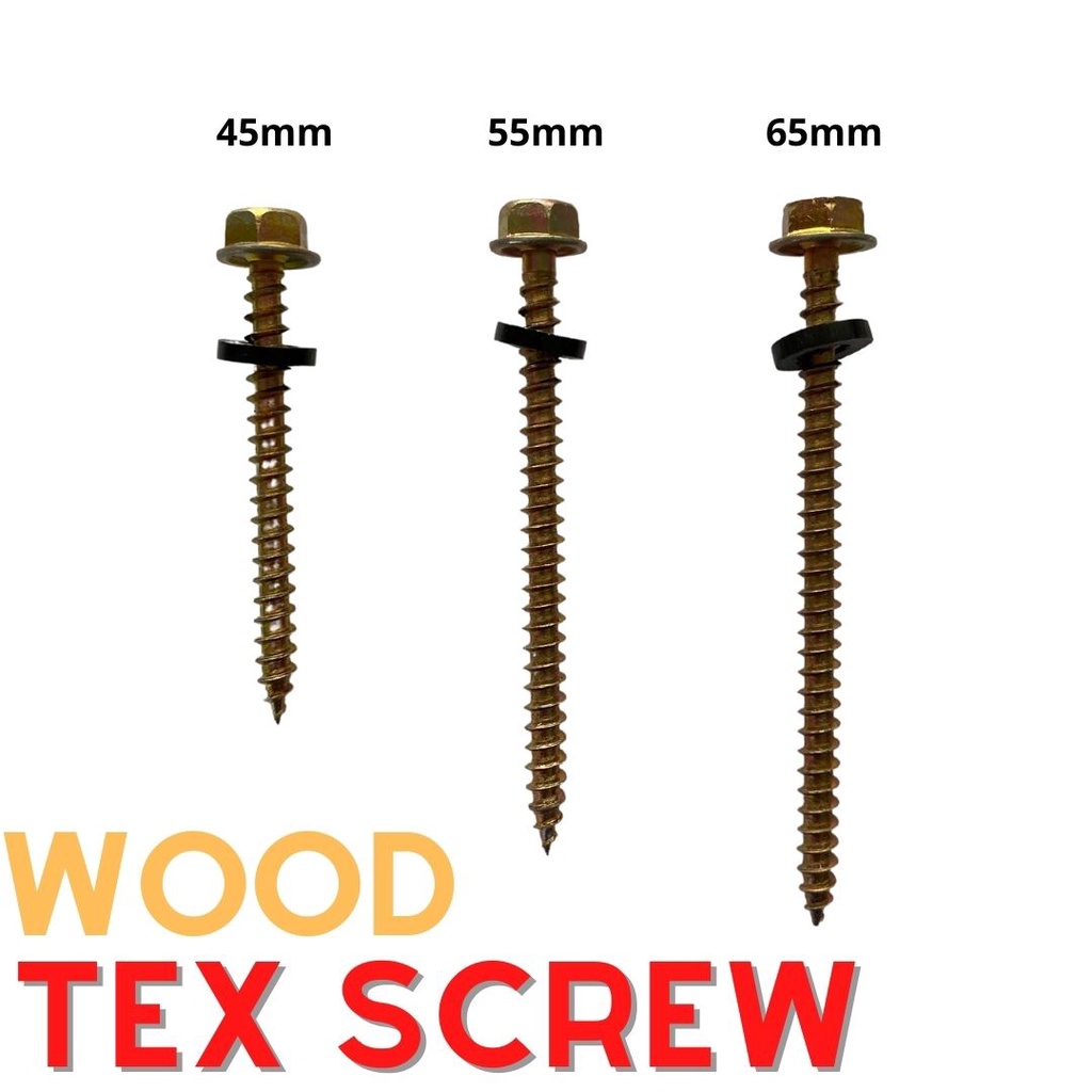 (100pcs) Tex Screw for Wood for Metal 1,1-1/2, 2, 2-1/2,3 inch Texscrew ...