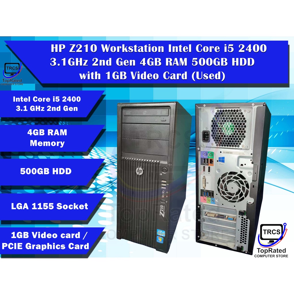 Computer Desktop HP Z210 Workstation Intel Core i5 2400 3.1GHz 2nd Gen 4/8GB RAM 500GB HDD ...