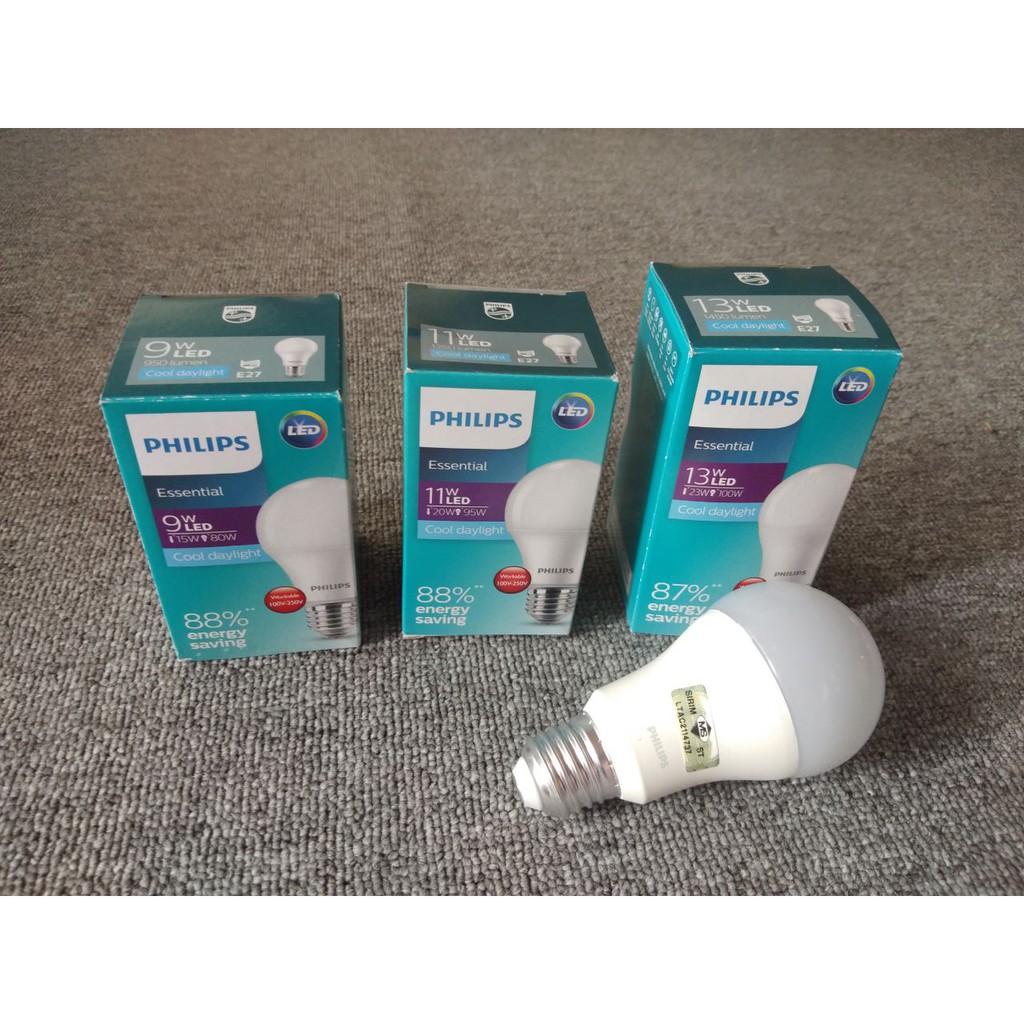 Bulb (SIRIM) LED Bulb Philips Essential 9W/11W/13W E27 6500K (Daylight) or 3000K (Warm White ...