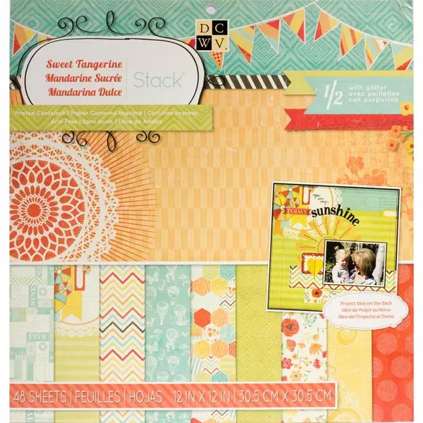 DCWV 12X12 COLLECTION-SWEET TANGERINE STACK ( FREE 1 PC 1X12 DIE-CUT ...