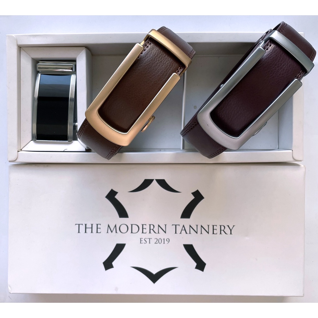 The Modern Tannery 1 Chocolate Brown Leather Strap, 1 Burgundy Leather ...