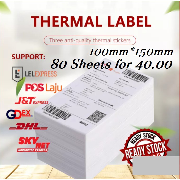 A6 Thermal Label Paper Shipping Label Sticker Three-proof Waybill Sticker 500 SHEETS 100mm*150mm ...