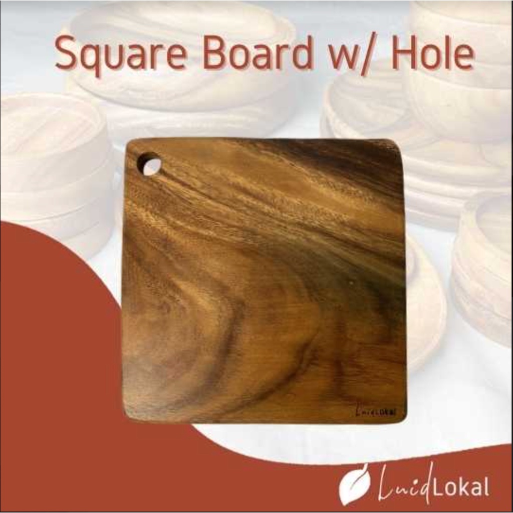 Luid Lokal Square Chopping Board with Hole Acacia Wood | Shopee Philippines
