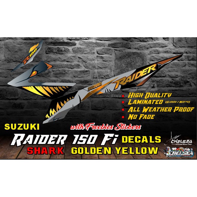 Suzuki Raider 150 Fi Decals / Stickers Shark with freebies sticker ...