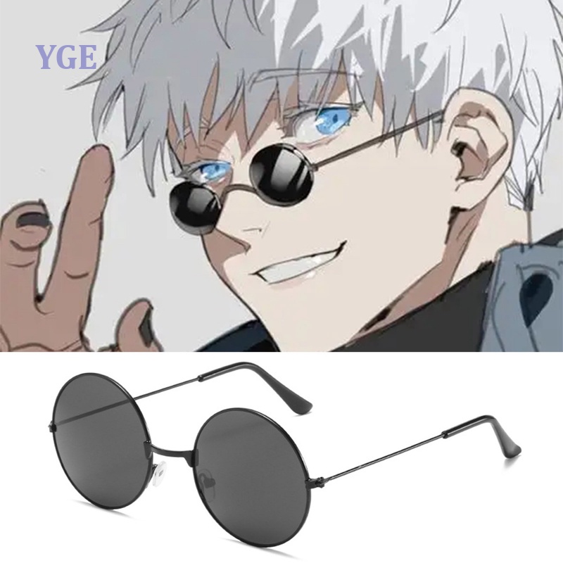 Anime Jujutsu Kaisen Gojo Satoru Cosplay Glasses Black Eyeglasses Round ...
