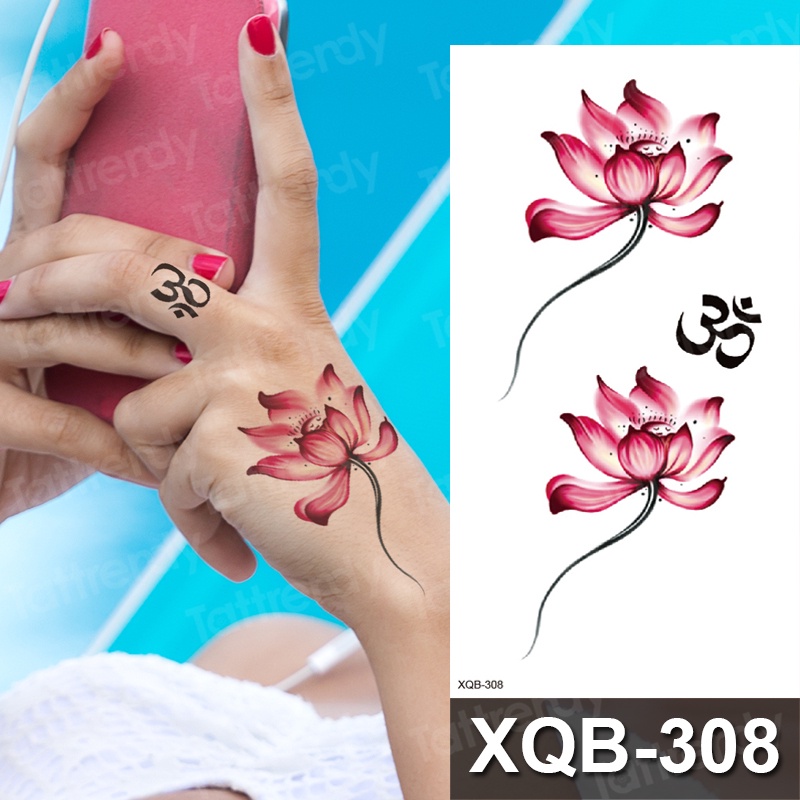 Waterproof Temporary Tattoo Sticker Flower Rose Lotus Fake Flash Tatoo ...
