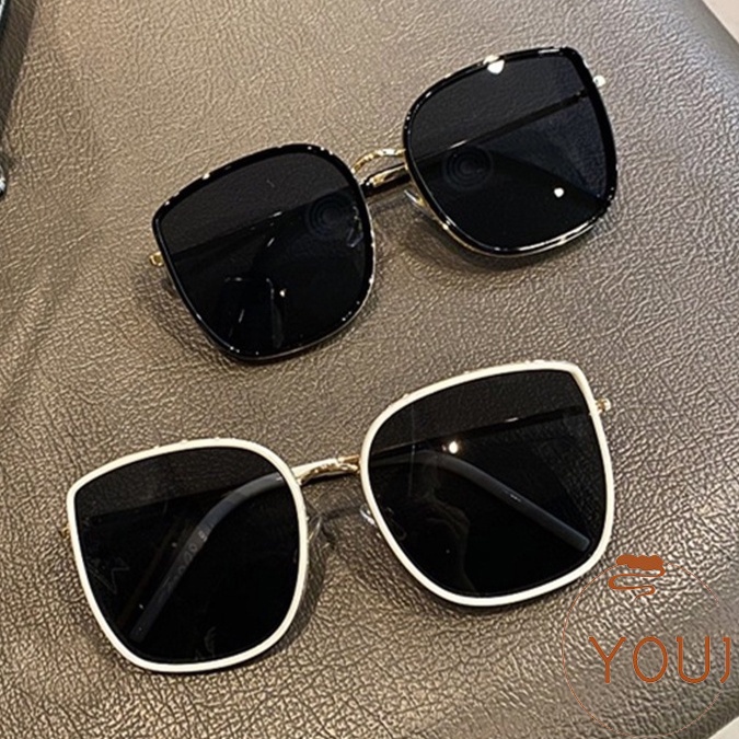 YOUJ Polarized Anti-UV Black White Metal Sunglasses for Women and Men ...