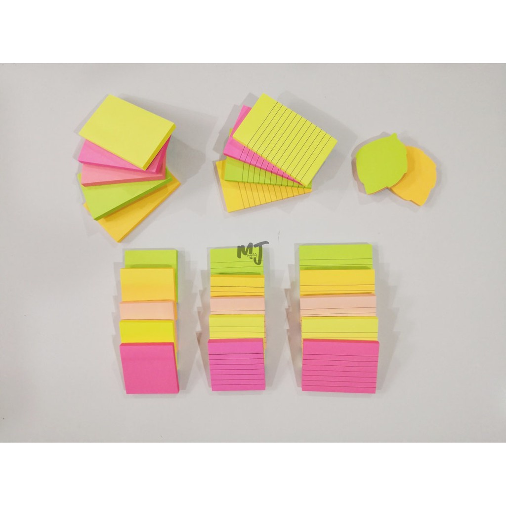 90 SHEETS. Sticky Notes with and without lines SINGLE COLOR | Shopee ...
