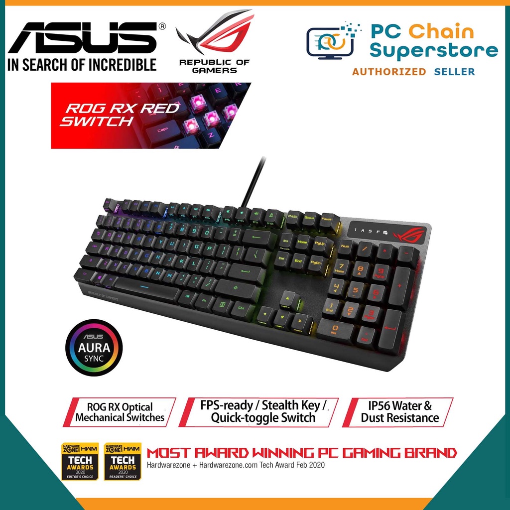 ASUS ROG Strix Scope RX RED Switch Mechanical optical RGB Gaming ...