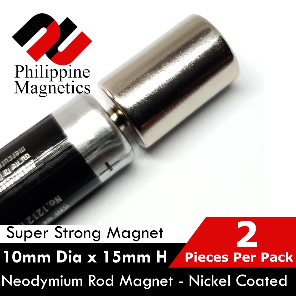 2Piece 10mm Diameter x 15mm Thick Super Strong Neodymium Magnet Ndfeb ...