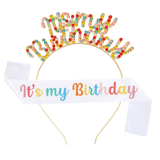 Kids Colorful Gold Silver It's My Birthday Headband Rose Gold Girl ...
