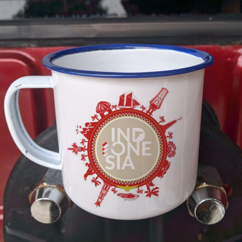 Indonesian Custom Screen Printing Enamel Mug garuda cak nun gus mus ...