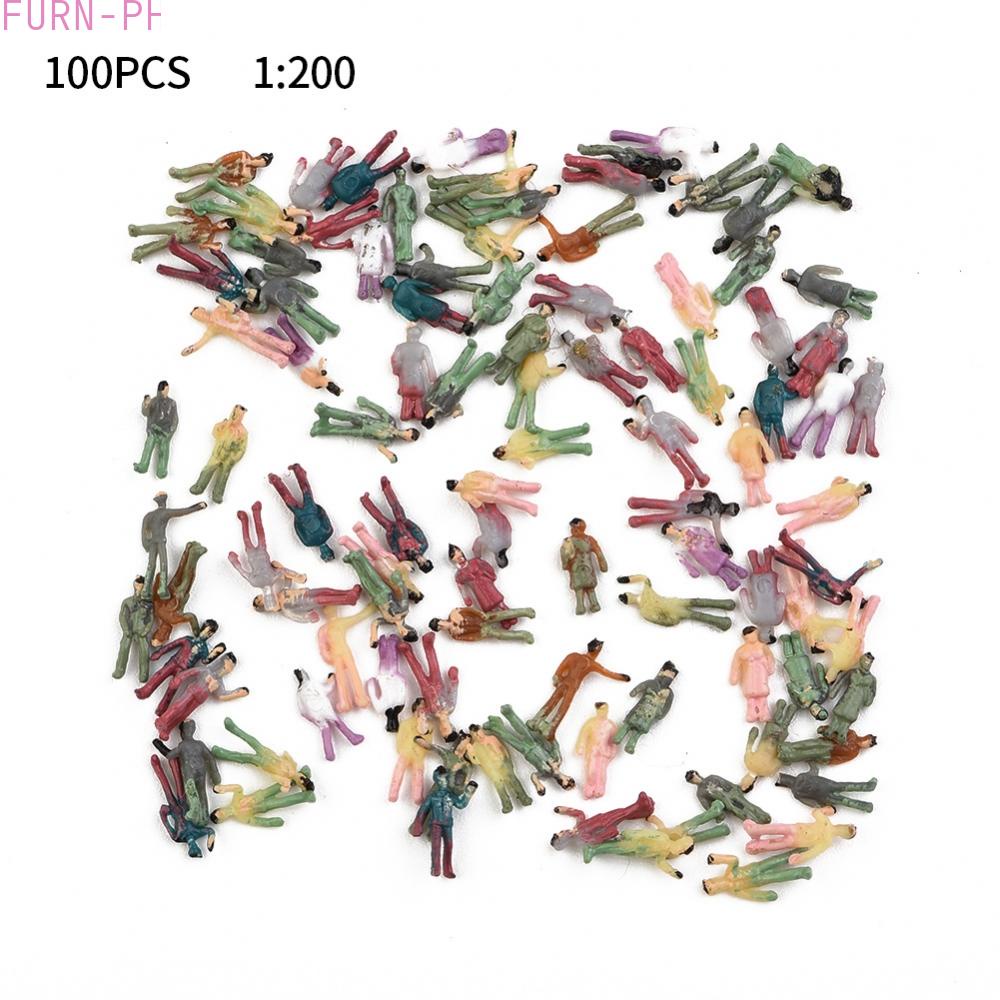 100PCS Painted Figures 1:200 Scale People Standing Seated Miniature ...