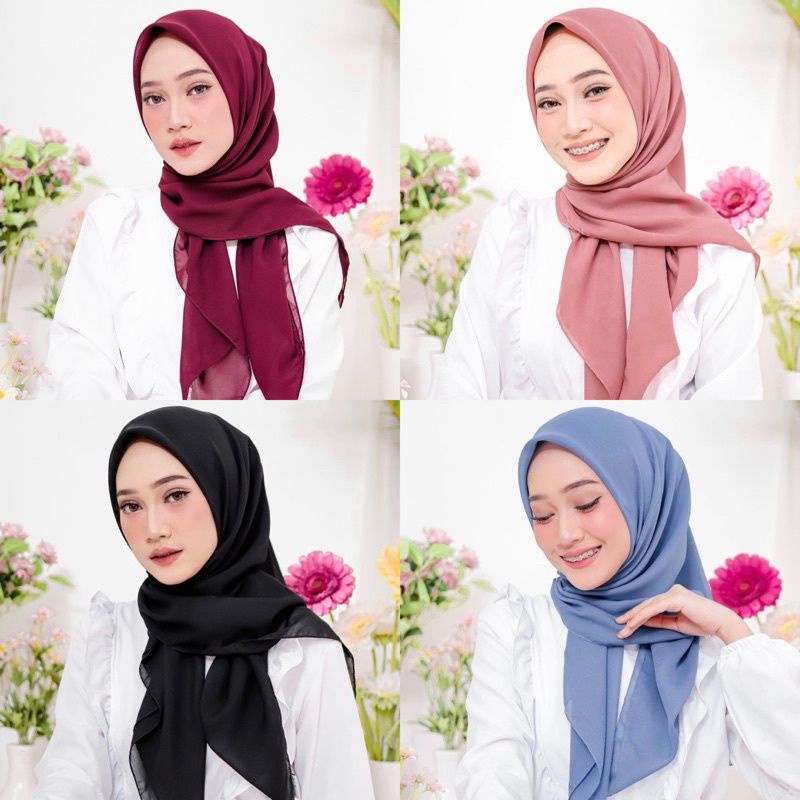 Bella Square Hijab Premium Rectangular Hijab 50 Colors 4-sided Veil ...
