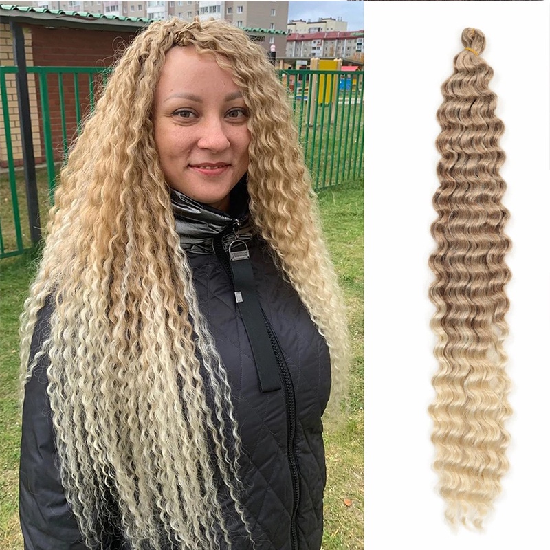 32 Inch Deep Twist Crochet Hair Natural Synthetic Braids Hair Ombre ...