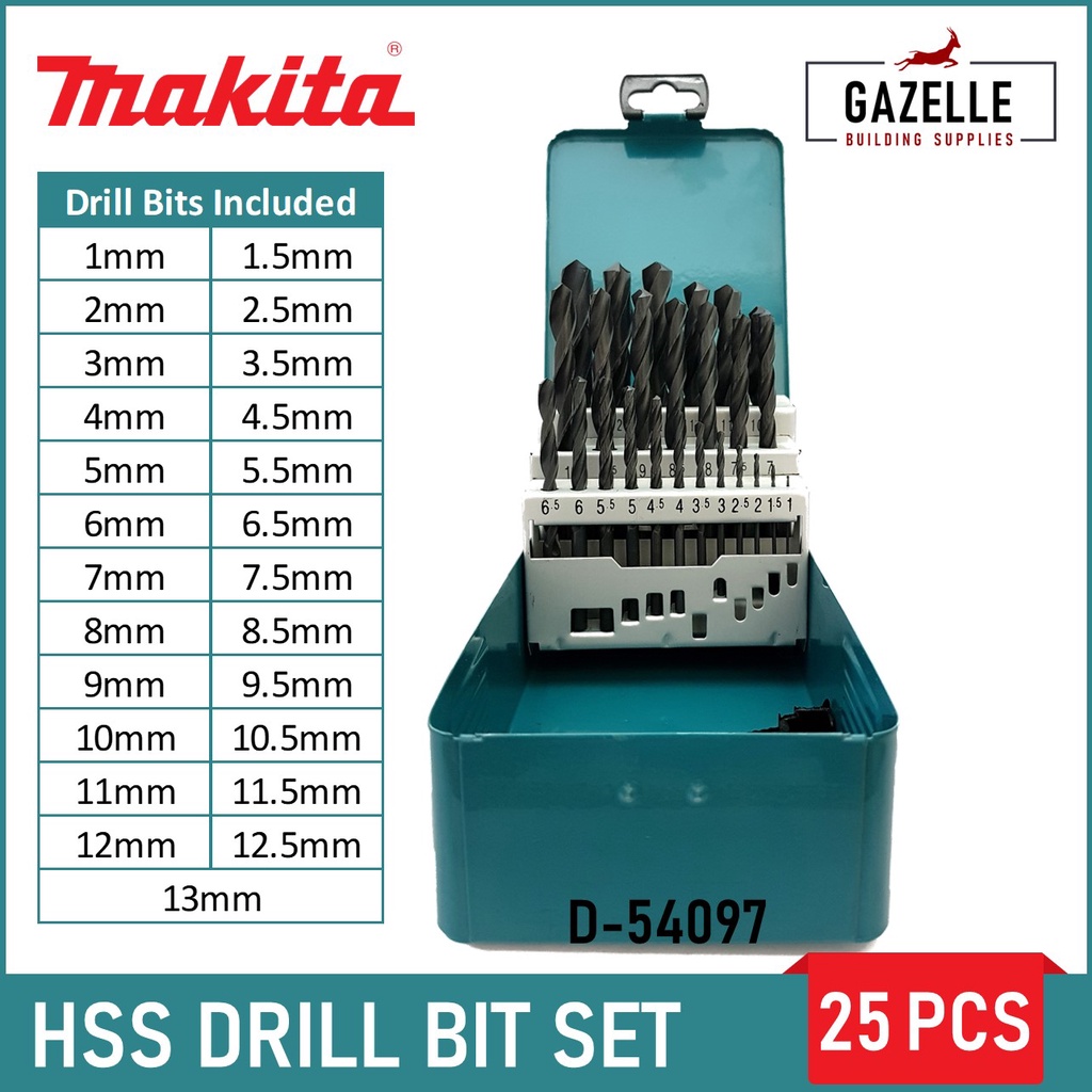 Makita HSS-R Drill Bit Sets - 13 / 17 / 19 / 25 (w/ Screw Bits) pcs D ...