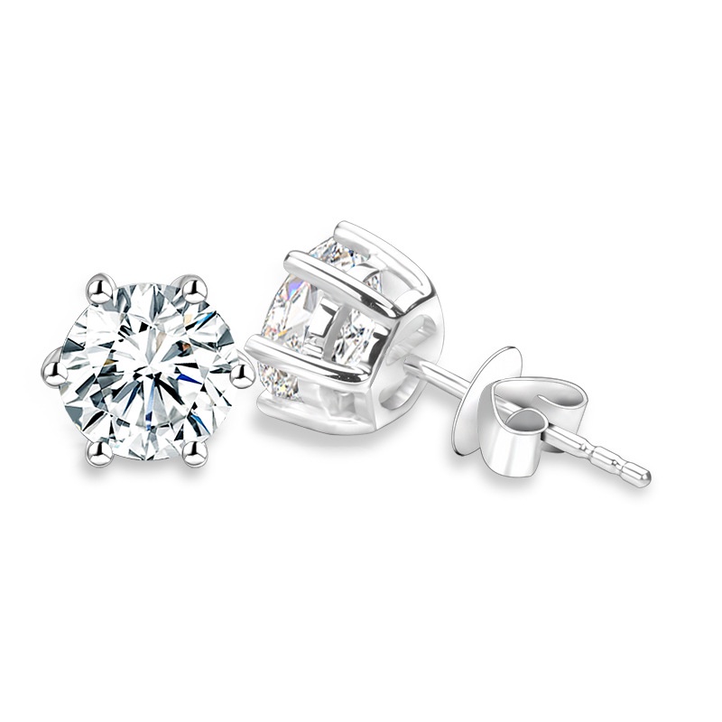 3ct+3ct moissanite diamond Classic 6 prongs stud earrings Sterling ...