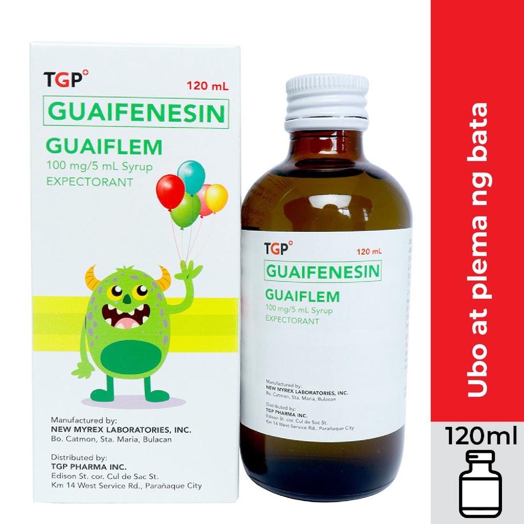 GUAIFLEM TGP Guaifenesin 100mg/5ml 120ml Syrup 1 bottle treat coughs ...