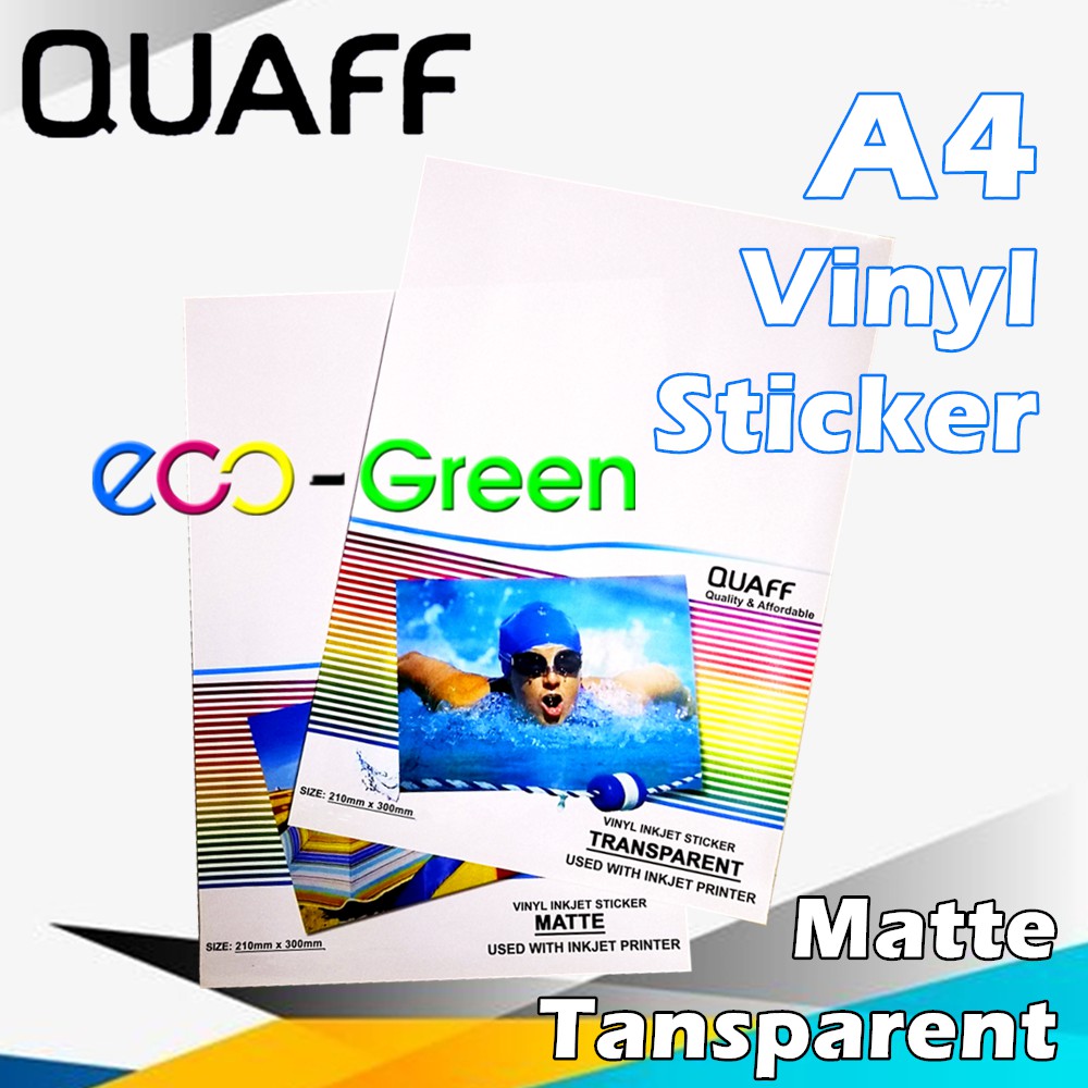 QUAFF printable vinyl white matte tramsparent inkjet sticker A4 size ...