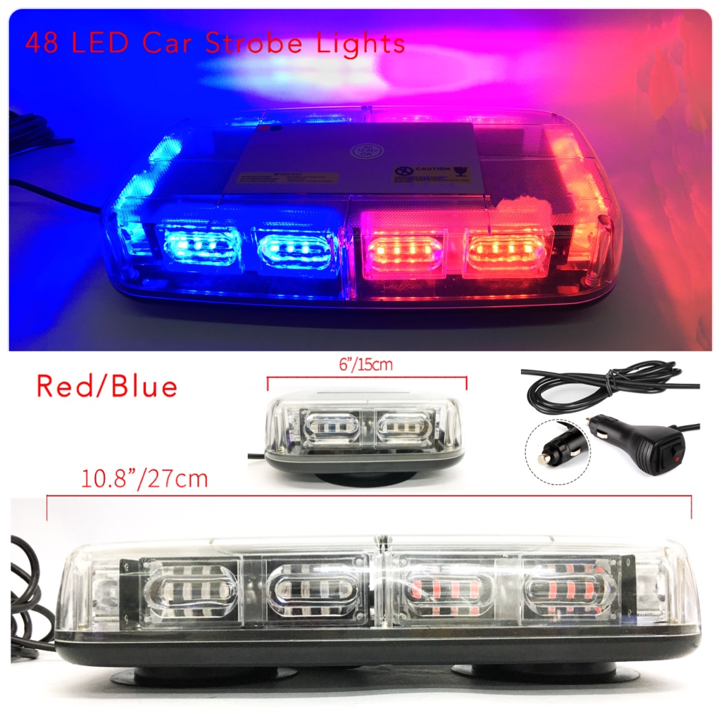 OSCPA 12-24V 48LED ROOF TOP STROBE LIGHT WITH STRONG MAGNETIC BASE ...