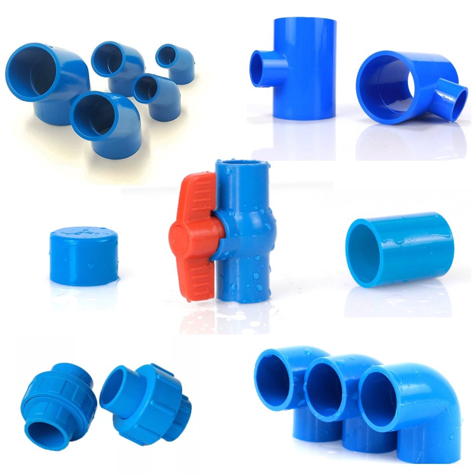 (50PCS)PVC BLUE PIPE FITTINGS EIBOW,PLUG,COUPLING,TEE,COUPLING | Shopee ...