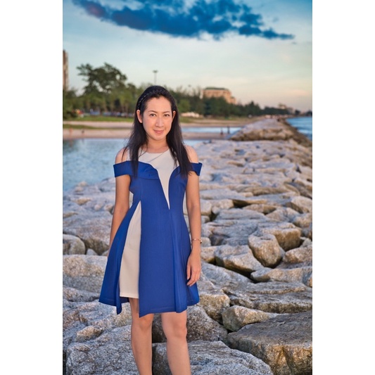 Lady Ribbon Blue And White Dress Very Chic Design Take Beautiful Photos ...