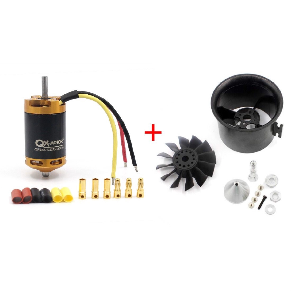 QX-Motor 70mm Ducted Fan 12 Blades EDF QF2827 3800KV Brushless Motor ...