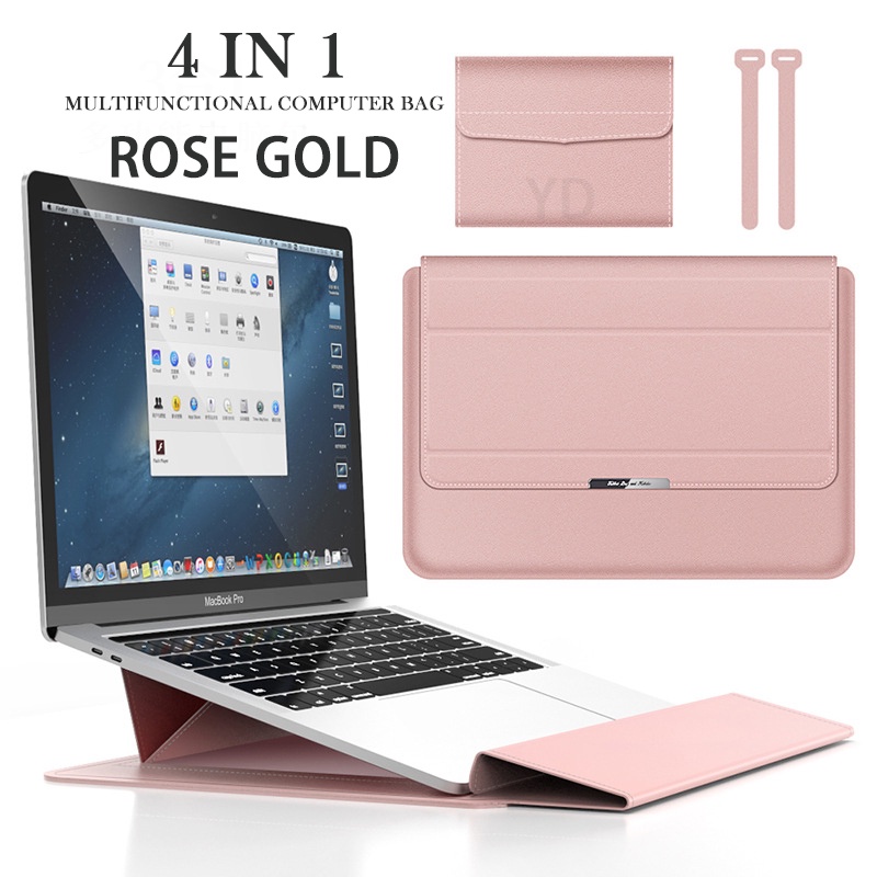 4 in 1 Folding Laptop Leather Case + For Any Laptop Macbook Laptop iPad ...