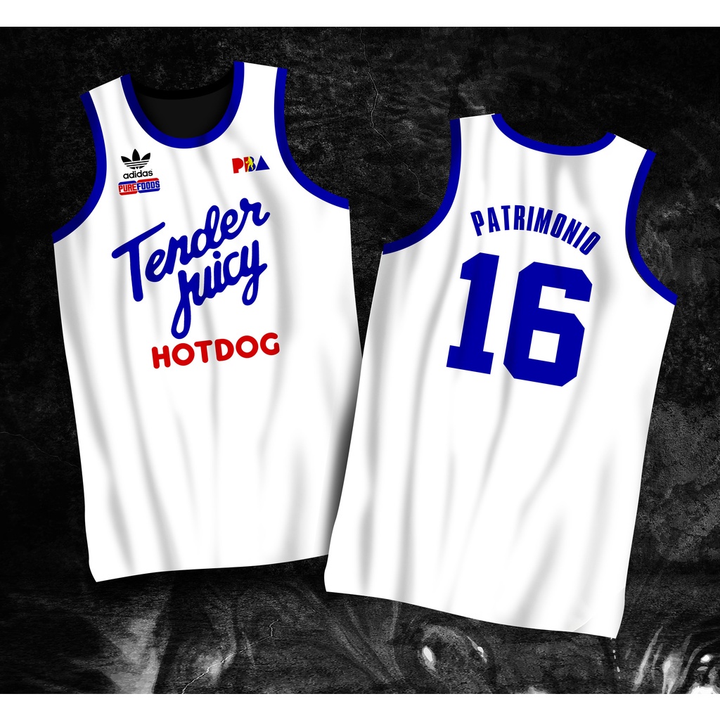 PBA RETRO JERSEY | PUREFOODS TENDER JUICY HOTDOG WHITE&BLUE ALVIN ...