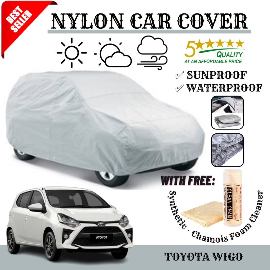 TOYOTA WIGO CAR COVER NYLON | WATERPROOF | HIGH QUALITY | WITH FREE ...