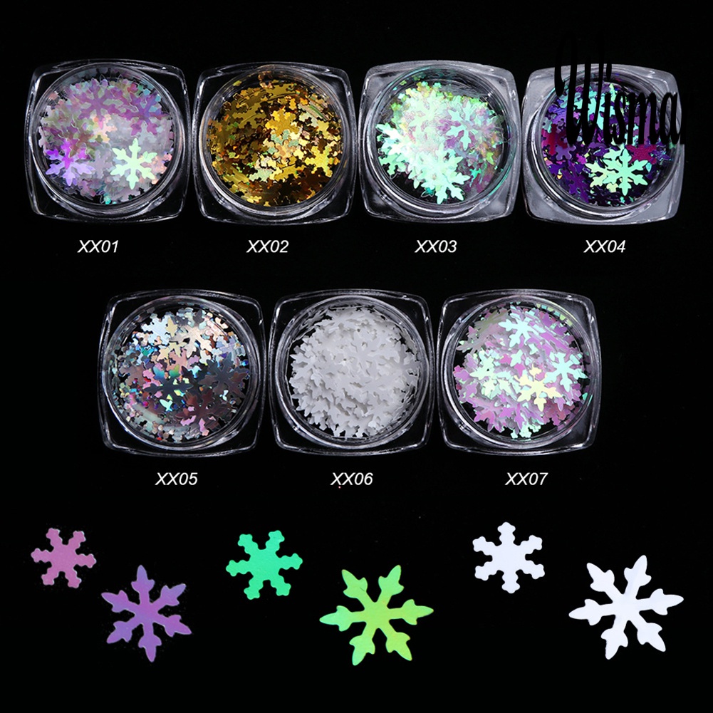 WA 1 Box Christmas Decor 3D Glitter Snowflake Nail Art Sequins Ultra ...