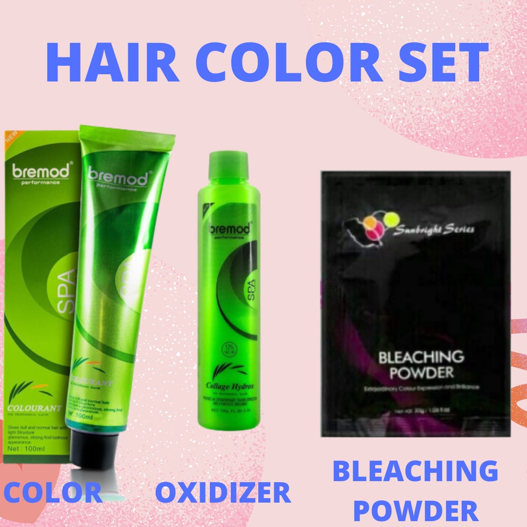 SET NO. 1 BREMOD hair Color with oxidizer and 30g Bleaching powder ...