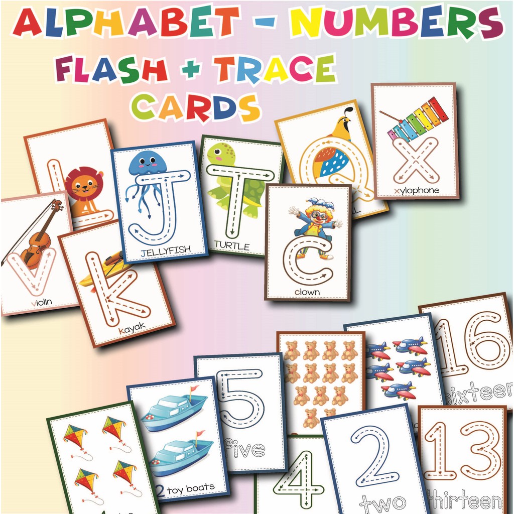 Flash cards alphabet and number trace kids laminated thick (High ...