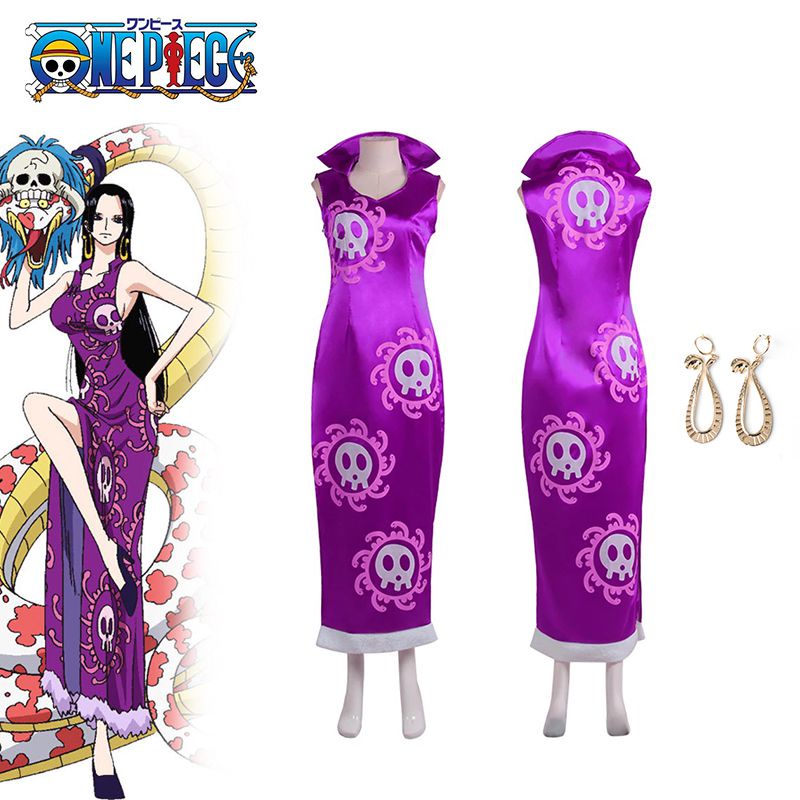 Anime ONE PIECE Boa Hancock Cosplay Costumes Purple Dress Women Girl ...