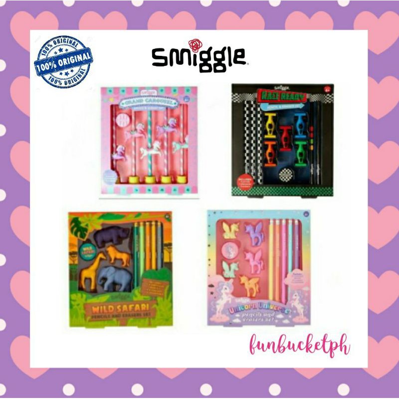 ORIGINAL Smiggle Collectable Pencil and Eraser Gift Set | Shopee ...