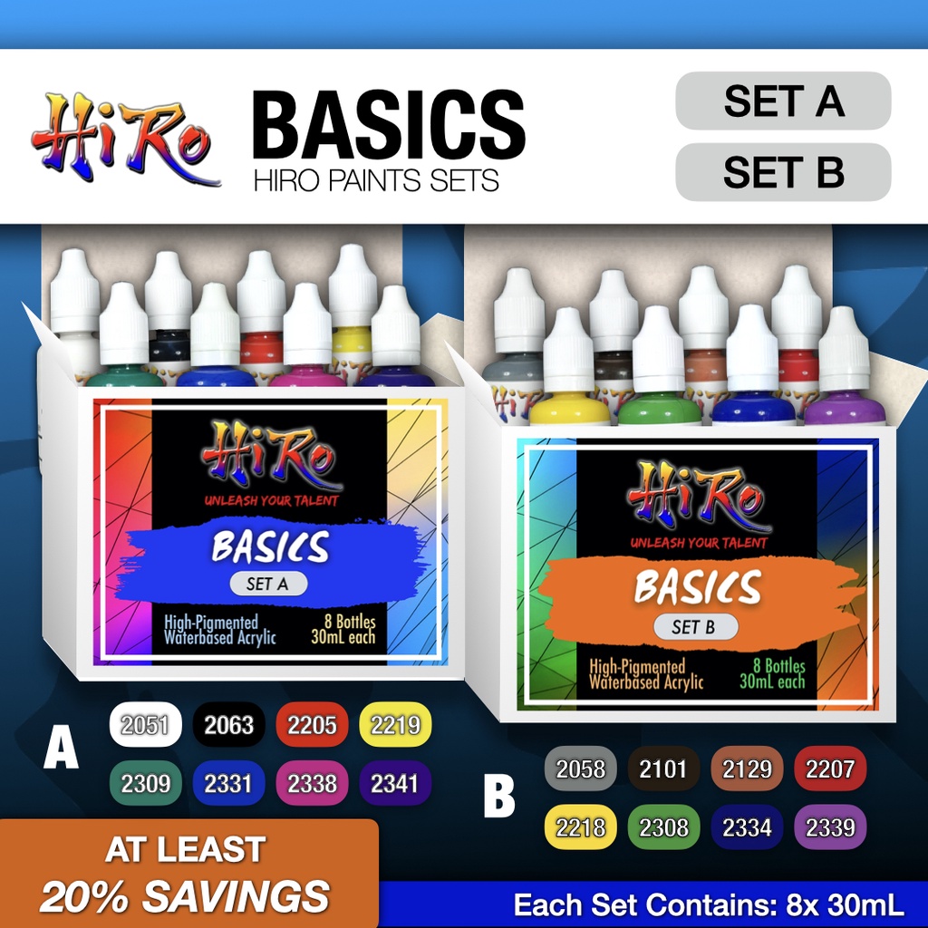 Basic Set (Set A and/or Set B) Hiro Paints (8x30mL) | Shopee Philippines