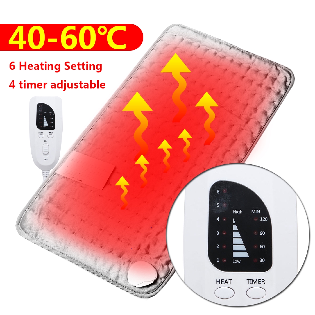 6 Heating Setting Electric Thermal Therapy Heated Pad Neck Back Pain ...