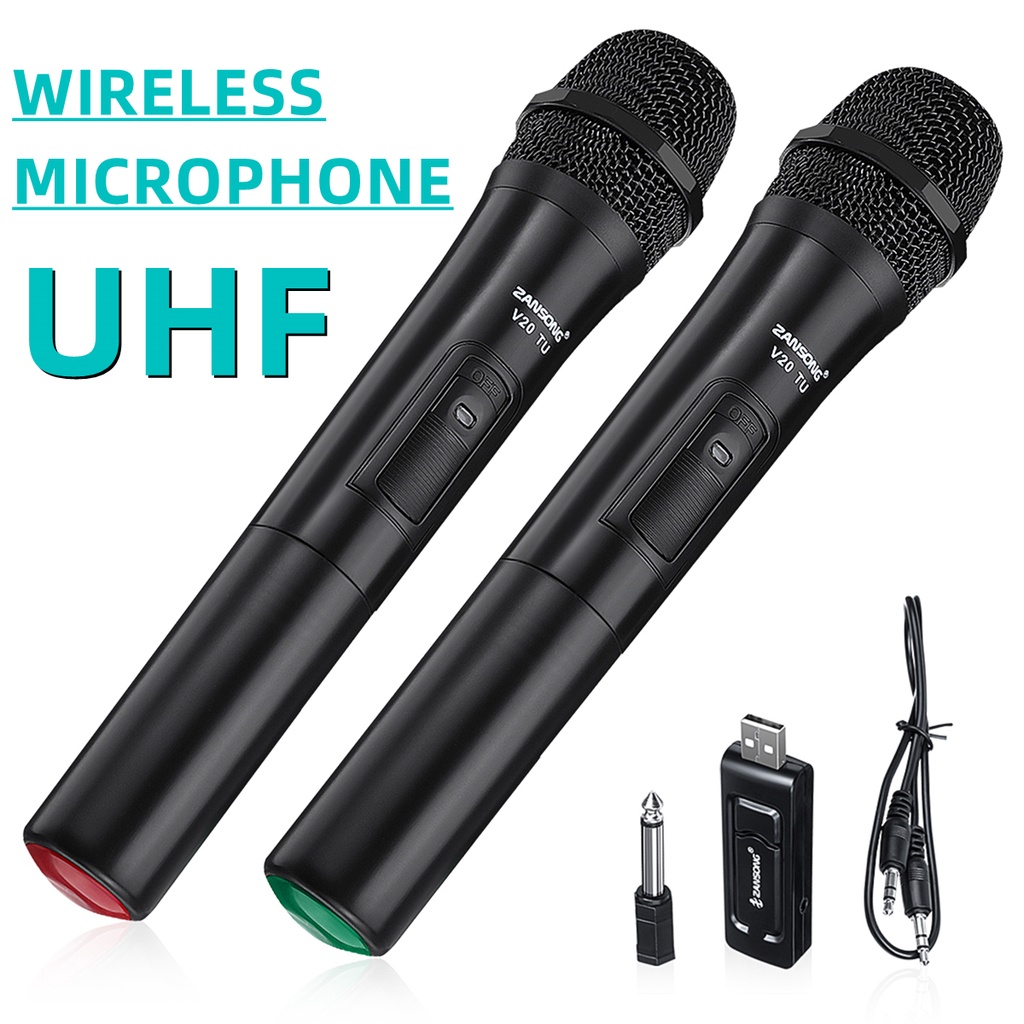 UHF Professional Dual Wireless Microphone System 2 Channel Cordless ...
