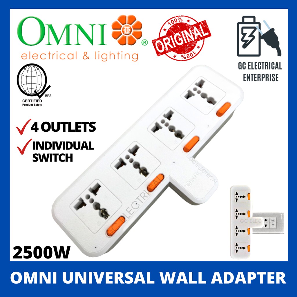 Omni Multiple Socket Extension Adapters (4 gang) WUA-042-PK | Shopee ...