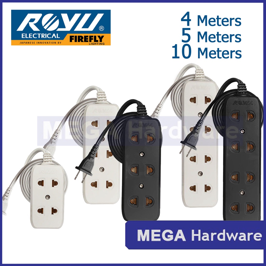 ROYU Extension Cord NO SWITCH 2 gang 3 gang 4 gang 10 meters 5 meters 4 ...