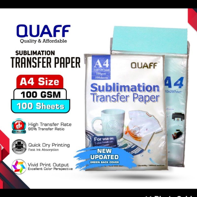QUAFF SUBLIMATION PAPER A4SIZE 100GSM 100SHEETS QUICKDRY | Shopee ...