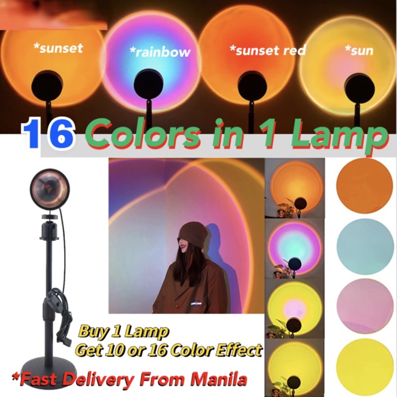LED Sunset Light Rainbow Lamp 180 rotation bedroom table lamp USB power ...