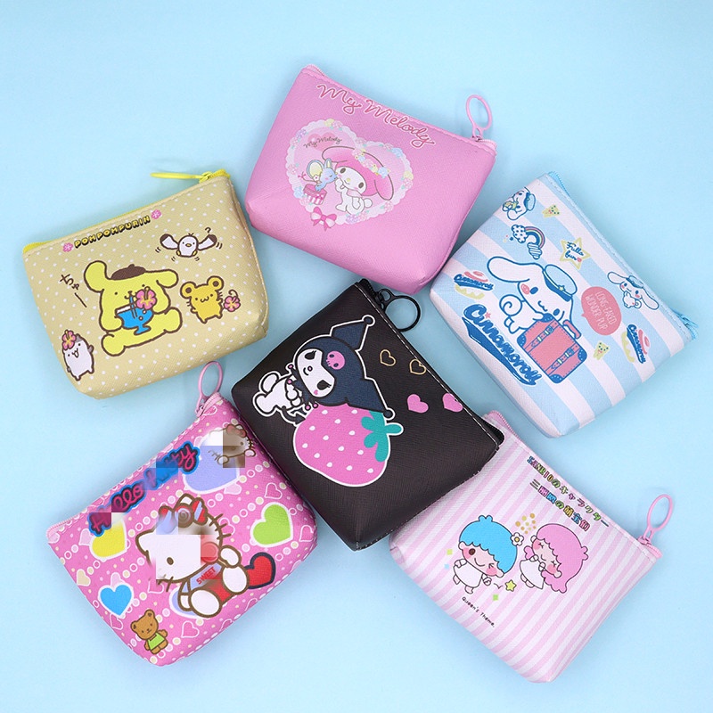 Sanrio Coin Purse PU Kuromi Cinnamoroll Zipper Melody Hellokitty Bag ...