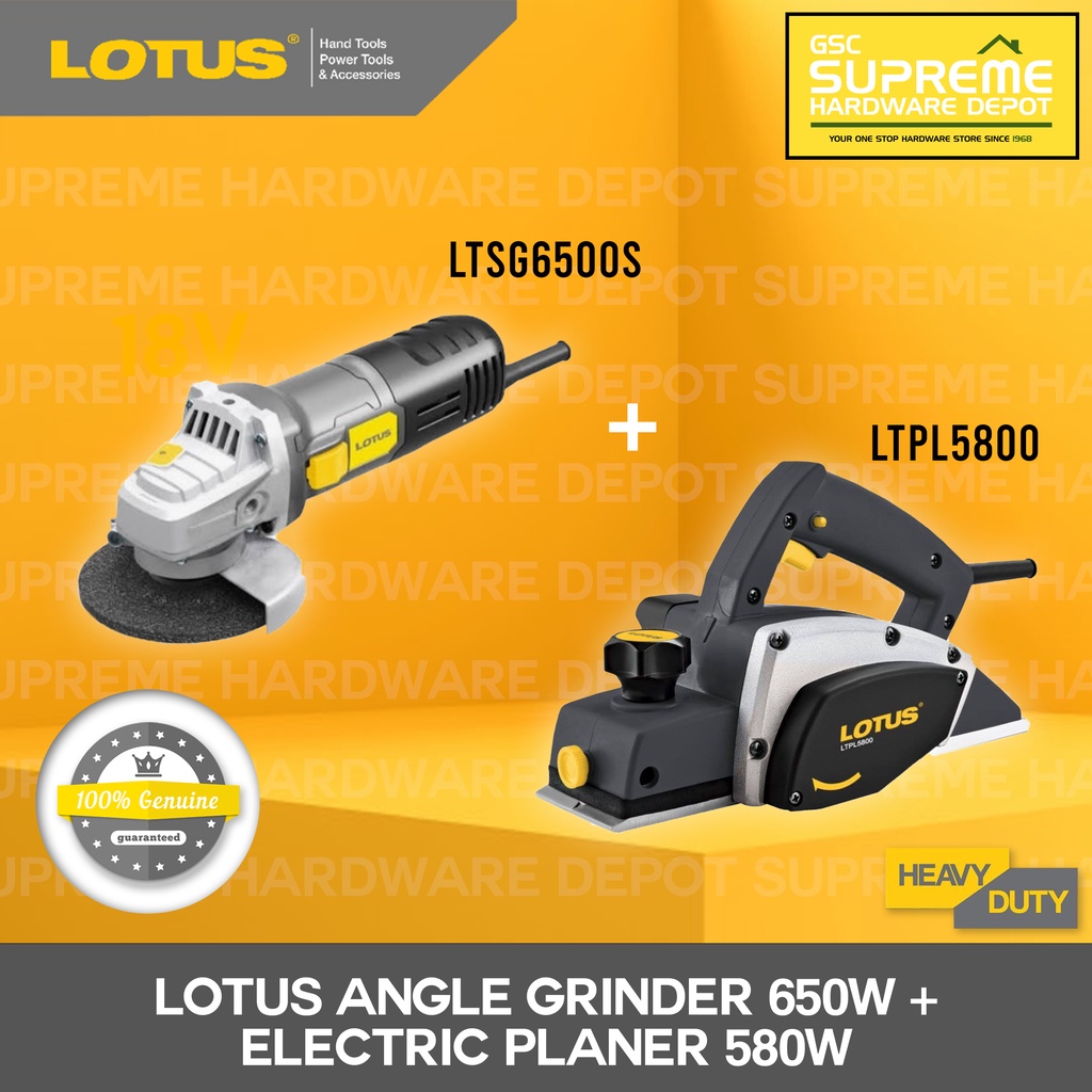 Lotus Angle Grinder 750W SG750X + Planer 580W LTPL5800 Combo Set ...