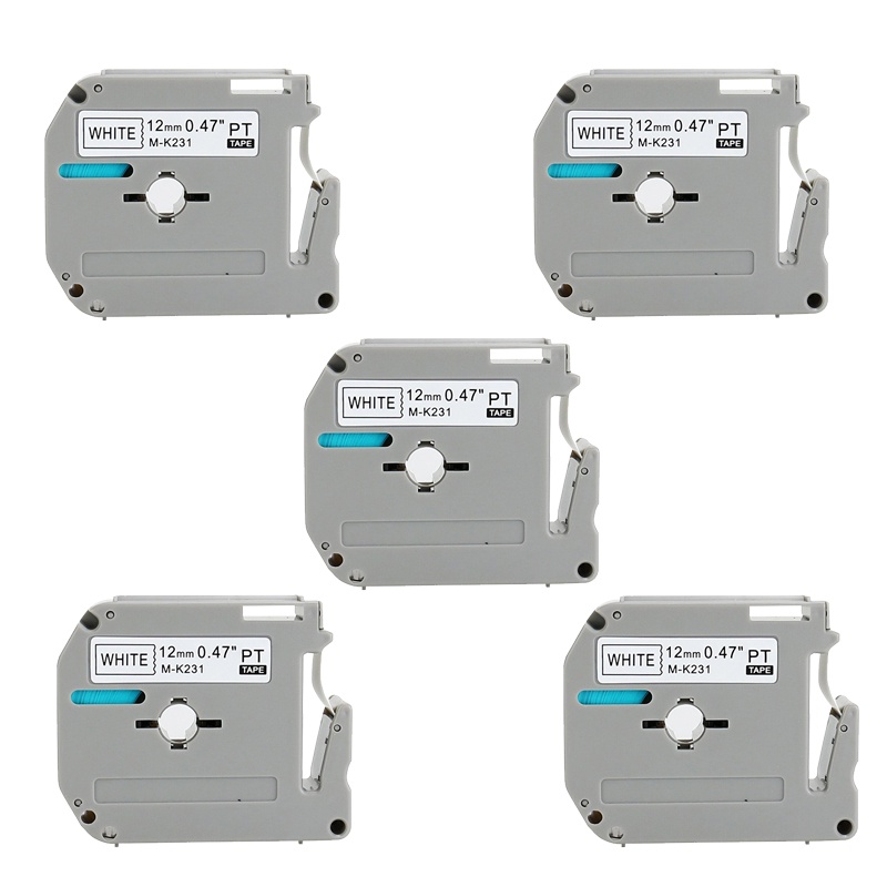 5 Pack M Tape MK231 M-K231 Compatible Brother P-Touch M231 M-231 M ...