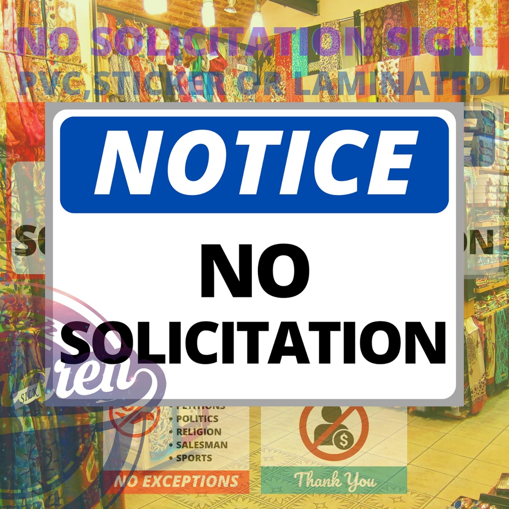 No Solicitation Soliciting Laminated Photo, PVC Plastic & Waterproof ...